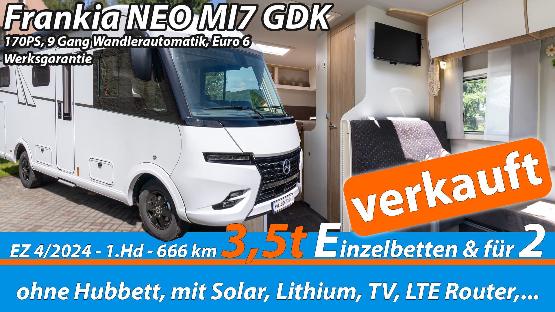 Luxus Wohnmobil für 2 unter 3.5t - Frankia NEO MI7 GDK » Camper-Kaufen ...